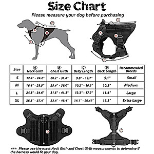 rabbitgoo Tactical Dog Harness for Large Dogs, Heavy Duty Dog Harness with Handle, No-Pull Service Dog Vest Large Breed, Adjustable Military Dog Vest Harness for Training Hunting Walking, Black, L