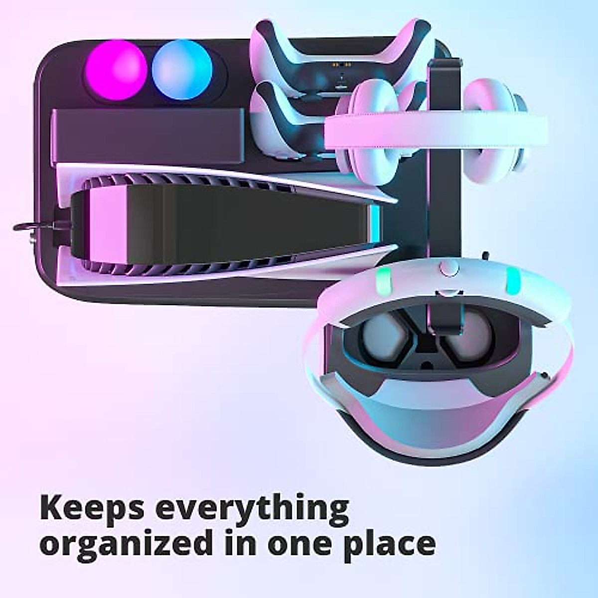 Skywin PSVR Charging Display Stand - Showcase, Cool, Charge, and Display your PS VR - Compatible with Playstation. PS5 Headset Stand, Fan, Controller Charger and Hub (PS5 VR)
