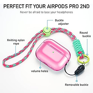Valkit Compatible Airpods Pro 2nd Generation Case Clear, Soft TPU AirPods Pro 2 Case Transparent Protective Shockproof with Lanyard for Women Men iPods Pro 2 Case for Airpods Pro 2 Charging Case