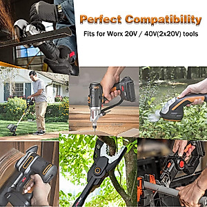 Chgdkjy Replacement 20V Battery and Charger WA3742 Starter Kit, for Battery WA3525 WA3520 WA3575, Compatible with Worx 20 Volt Cordless Tools WG184 WG261 WG324 WG545.6 WG584 WG644 WG779