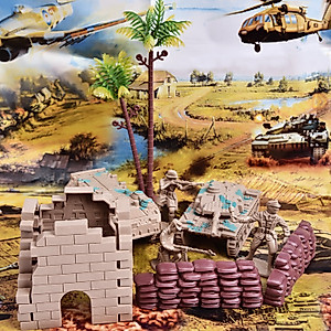 FUN LITTLE TOYS 232 PCs Army Men Action Figures Army Toys of WW 2, Toy Soldiers, Military Playset with a Map, Toy Tanks, Planes, Flags, Soldier Figures, Fences & Accessories Xmas Decoration