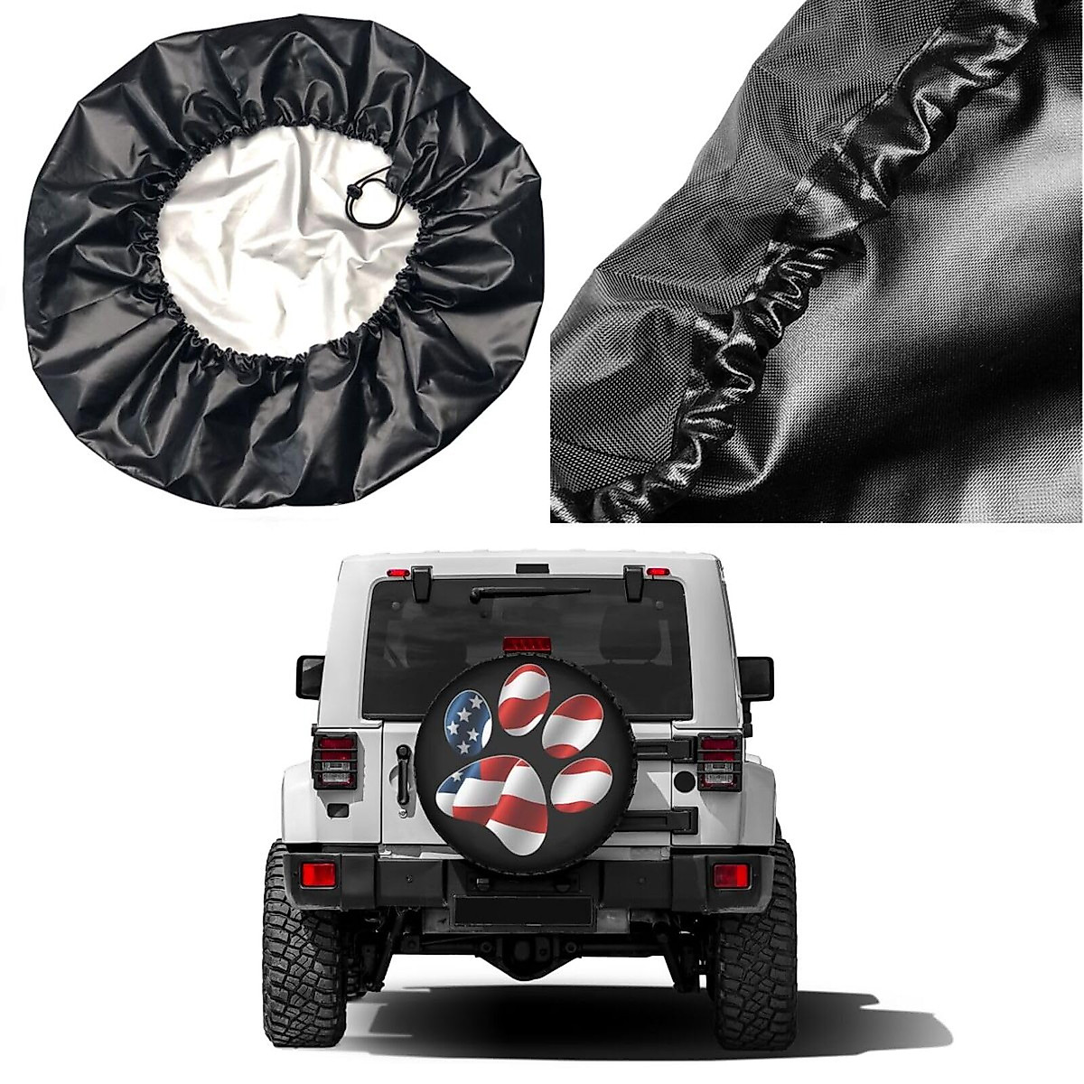 Foruidea Paws Us American Flag Spare Tire Cover Dust-Proof Wheel Tire Cover Fit Trailer, RV, SUV and Many Vehicle 17 Inch
