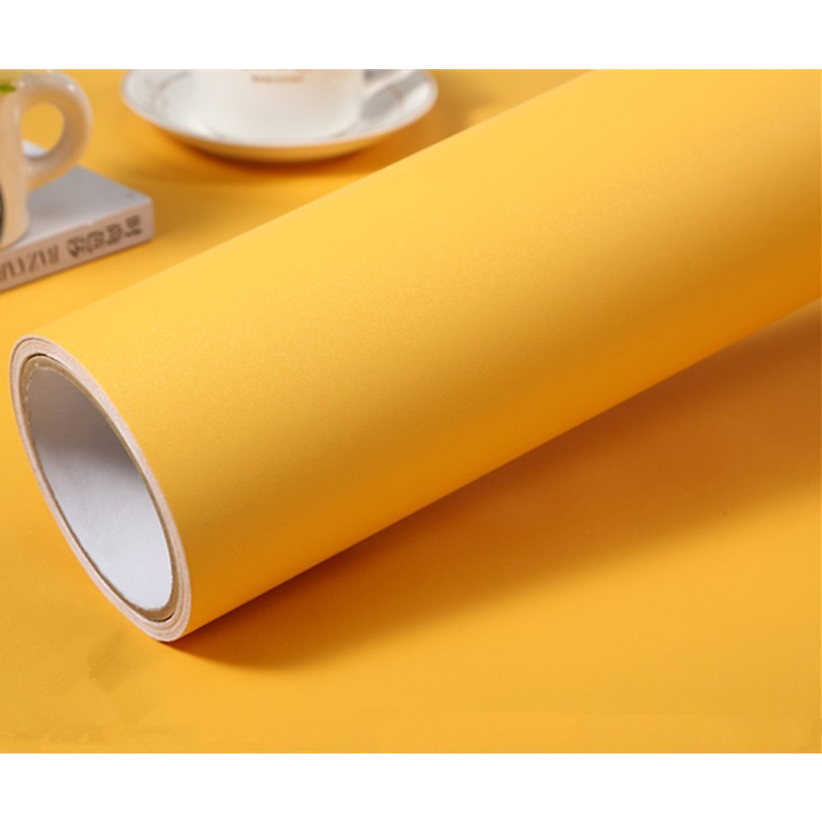 Yija Solid Color Frosted Contact Paper Waterproof Wallpaper Shelf Drawer Liner Self-Adhesive Cabinet Sticker 15.6 Inch by 98 Inch (Yellow)