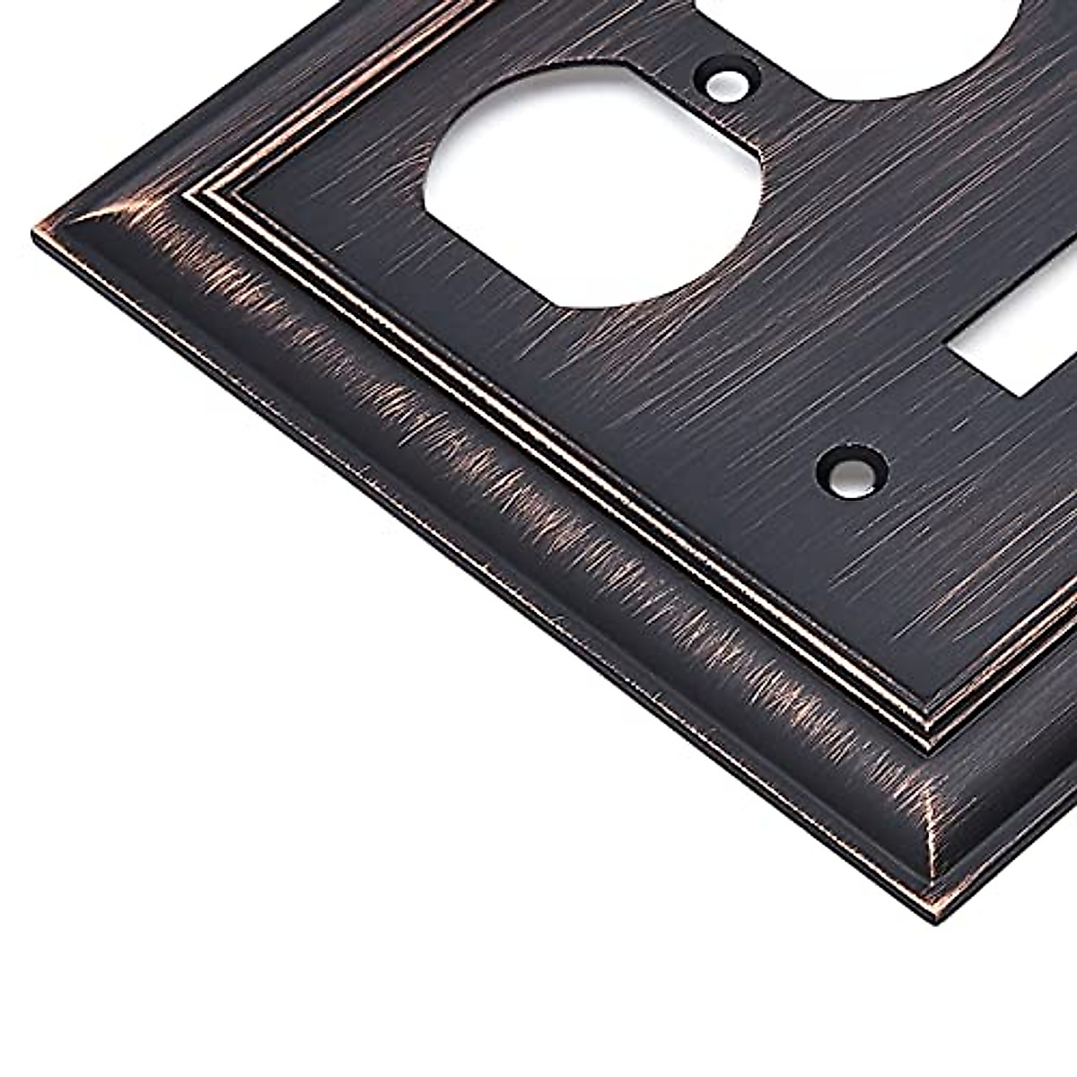 Amazon Basics Decorative 2-Gang Duplex Combination Wall Plate - 2-Pack, Oil Rubbed Bronze