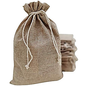 Supply Friend 25 Burlap Bags with Drawstring 8x12 Inch - Reusable Grocery, Household, Kitchen Storage Bag, Christmas Gift Bags, Wedding and Birthday Party Favor Gift Pouches