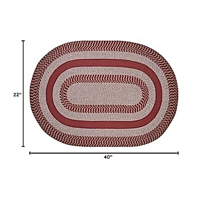 Better Trends Newport Braid Collection is Durable and Stain Resistant Reversible Indoor Utility Rug 100% Polypropylene in Vibrant Colors, 22" x 40" Oval, Barn Red