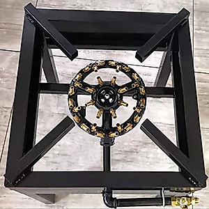 skyehomo Natural Gas Jet Burner for Chinese Wok Range, Grilling, Stir Fry | Bronze Round Nozzle Jet Burner Cast Iron with 32 Brass Tips - Up 160,000 BTU