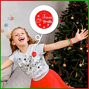 Hiboom 48 Pcs Christmas Team Naughty or Nice Party Favors Set Includes 24 Christmas Silicone Wristbands Rubber Bracelets 24 Button Pins for DIY Christmas Birthday Party Supplies