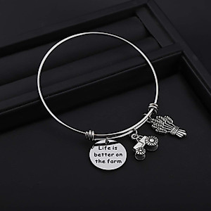 ENSIANTH Life is Better On The Farm Bracelet Farmer Gift Farm Lover Gift Crops Pendant Jewelry Ranch Gift (The Farm Bracelet)