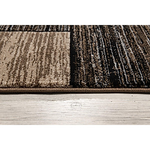 RUG BRANCH Montage Modern Geometric Checkered Brown Beige Indoor Runner Rug for Entryway, Hallway, Bathroom, and Kitchen - 3' x 8' (2'8" X 8')