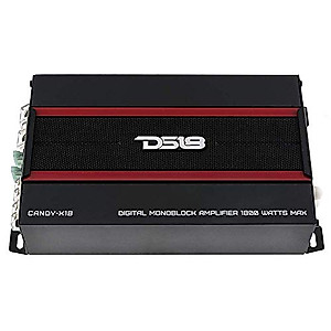 DS18 CANDY-X1B Amplifier in Black - Class D, Monoblock, 1800 Watts Max, Digital, 1/2/4 Ohm, with Remote Subwoofer Level Controller - Compact Amplifier for Speakers in Car Audio System