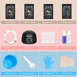 Madors Waxing Kit for Women Heating Ring Wax Warmer for Hair Removal Intelligent Temperature Control Wax Machine with Hard Wax Beads