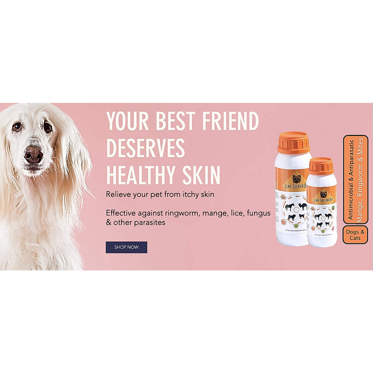 Classic's Lime Sulfur Dip (8 oz - Extra Strength Formula - Safe Solution for Dog, Cat, Puppy, Kitten, Horse