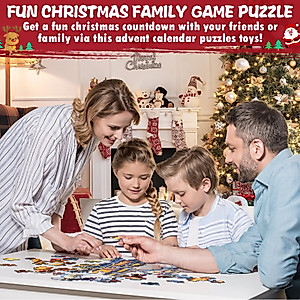 Partylamb Advent Calendar 2023-1000 Pieces Christmas Jigsaw Puzzles for Kids Adults Teens, Christmas Countdown Calendars Family Game Puzzle 24 Days Surprises Xmas Gift Idea for Women Men Boys Girls