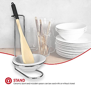 Home Basics Spoon Rest with Ceramic Tray, Multicolored