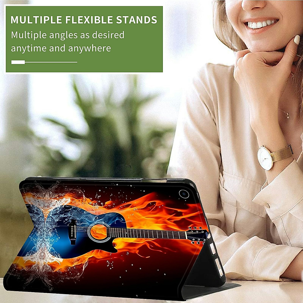 Case for Samsung Galaxy Tab A8 10.5 Inch 2022 PU Leather Slim Folio Lightweight Cover with Smart Auto Wake/Sleep Protective Case for Samsung A8 Tablet SM-X200 /SM-X205 /SM-X207,Cool Guitar