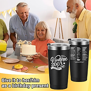 Greatingreat 2003 21st Birthday Gift for Women and Men - 21st Gifts for Parents - 21st Class Reunion - Sister Brother Friend Present - 20oz Tumbler Cup Black