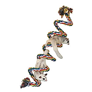 Littledropet Sugar Glider Toys for Climbing and Chewing, Squirrel Hanging Cotton Rope Toy for Rat Hamster,Bird Parrot Perch Swing Toy Cage Accessory 59inch (Length-59inch, Multi-Colored)