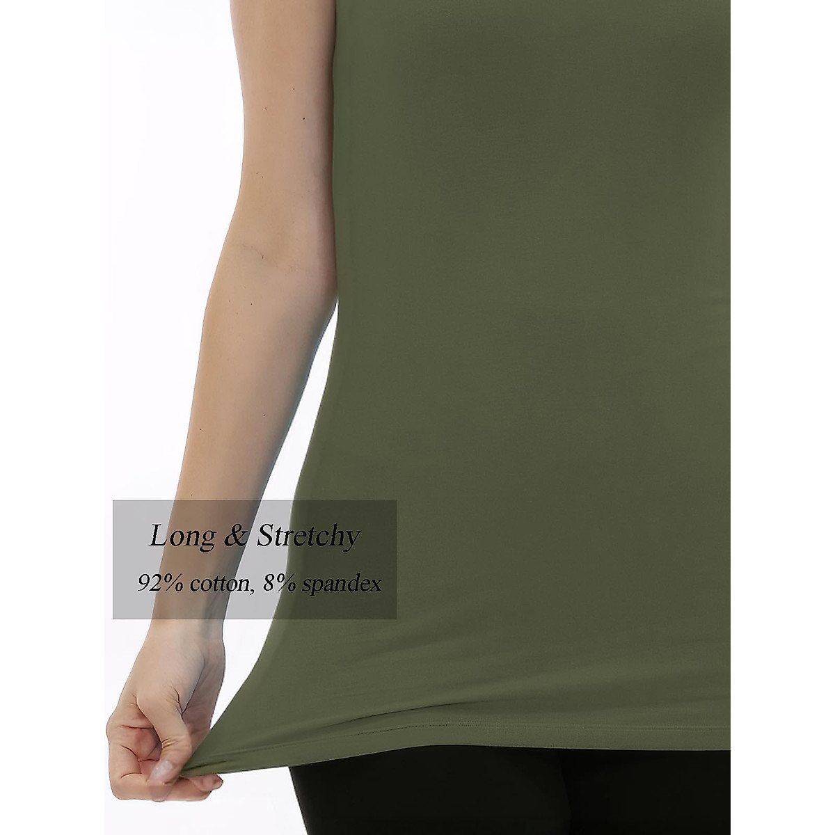 H HIAMIGOS Long Fitted Racer Back Tank Tops for Women 3 Packs Cotton Sleeveless Tops Sweatshirt Workout Yoga Cami Tshirt