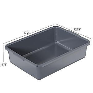 Vababa 12-Pack Plastic Commercial Bus Box, 13 L Kitchen Bus Tub, Gray