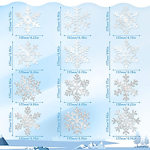 Containlol 30 Pieces Snowflake Hanging Swirls Decorations, Christmas Ceiling Decor Purple Blue White Snowflakes for Winter Holiday New Year Birthday Party Favors Baby Shower Supplies (Silver)