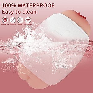 Male Masturbator Sex Toys for Men, Portable Pocket Pussy Stroker with 3D Realistic Textured Vagina Ultra Soft Stretchy Male Masturbators Cup, 2 in 1 Male Sex Toys (White)