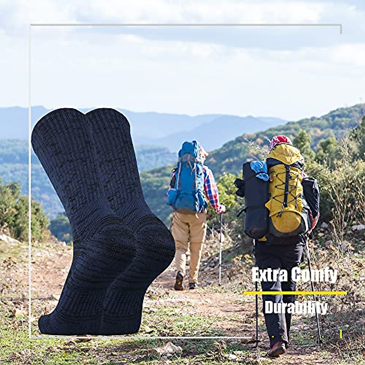 SOX TOWN Unisex Cushioned Crew Training Athletic Socks Men & Women with Combed Cotton Moisture Wicking Breathable Performance(NavyBlue XL)