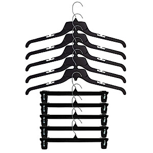 HangOn Combo Set Recycled Plastic Shirt & Pants Hangers, 19 Inch & 14 Inch, Black, 30 Pack