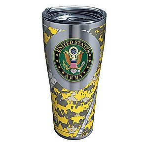 Tervis Army Stainless Steel Tumbler with Clear and Black Hammer Lid 30oz, Silver
