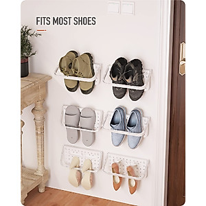 Baffect Wall Hanging Shoes Rack, Door Mounted Plastic Shoe Organizer, RV Camper Folding Shoes Holder for Space Saving Shoes Storage (4 Packs)