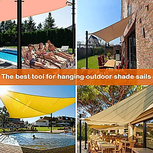 Shade Sail Pole Kit, 4 Poles of Set 10Ft Sun Shade Sail Poles Support Awning Canopy Shade Sail, Outdoor String Light Pole Post Heavy Duty Steel Post for Outside Deck Patio Backyard Wedding