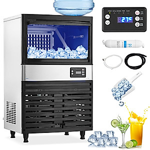 GarveeTech 120Lbs/24H Commercial Ice Maker Machine, 26lbs Storage Bin, 60Pcs Clear Ice Cubes, Stainless Steel Under Counter Freestanding Ice Machine for Home/Party/Bar/Restaurant, 2 Water Inlet Modes