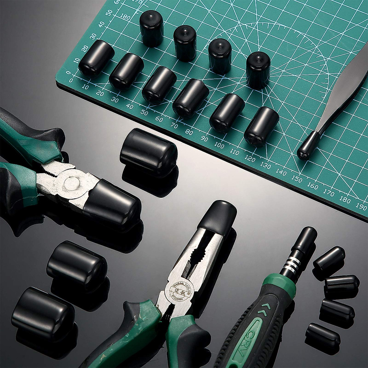 80 Pieces Rubber End Caps Flexible Bolt Covers Screw Caps Thread Protectors in 4 Sizes 1/4 to 3/4 Inch (Black)