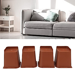 Oumefar 4Pcs Furniture Lift Risers ABS Furniture Bed Risers 6 Inch 8 Inch Heavy Duty Risers for Sofa and Table (Brown)