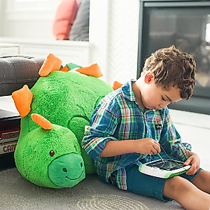 Soft Landing | Nesting Nooks | Soft and Cuddly Portable Back Rest and Reading Pillow with Storage Pocket – Dino 23 x 15 x 14 inches