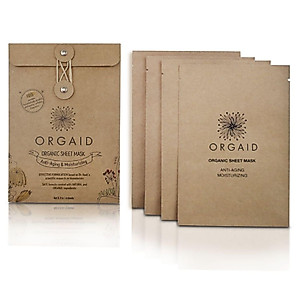 ORGAID Organic Sheet Mask | Made in USA (Anti-aging & Moisturizing, pack of 4)