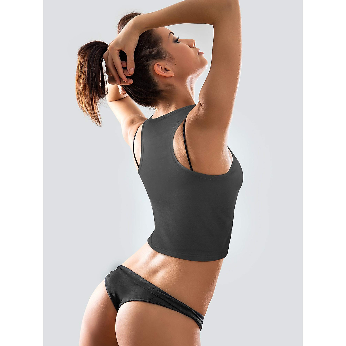 8 Pcs Women Basic Crop Tank Tops Sleeveless Racerback Crop Cotton Top (Black, White, Green, Yellow, Blue, Gray, Red, XL)