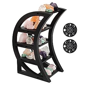 Kiusatig Crystal Shelf Display Crescent Moon Shelf Goth Decor Moon Shelf Boho Shelf Black Shelves for Goth Room Decor for Room,Table,Moon Decor ,Boho Decor