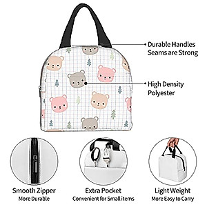 Teddy Bear Kawaii Lunch Box Reusable Insulated Lunch Bag Cooler Tote Travel Picnic Durable Shopping Back To School Reusable Waterproof Bags For Man Woman Girls Boys