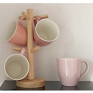 MIWARE 18 Ounce Porcelain Mugs, Set of 4, Coffee, Tea and Cocoa Mug Set, Different Shades of Pink