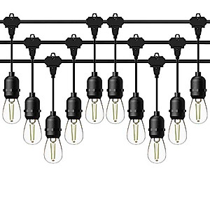 GOODSMANN LED Outdoor Low Voltage String Lights 12V AC 10PCS 2W Bulbs 135 Lumens Hanging Landscape Lighting 2800K 50 FT String Weatherproof Decorative Lights for Patio Lights