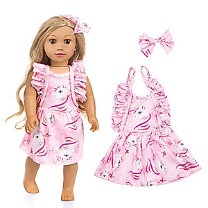 ZQDOLL American 18 inch Doll Clothes and Accessories,7 Outfits , Fits 18 inch Dolls, Birthday Gifts