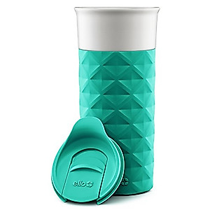 Ello Ogden Ceramic Travel Mug with Splash-Resistant Slider Lid and Protective Silicone Boot, Perfect for Coffee or Tea, BPA Free, Dishwasher Safe, Teal, 16 oz