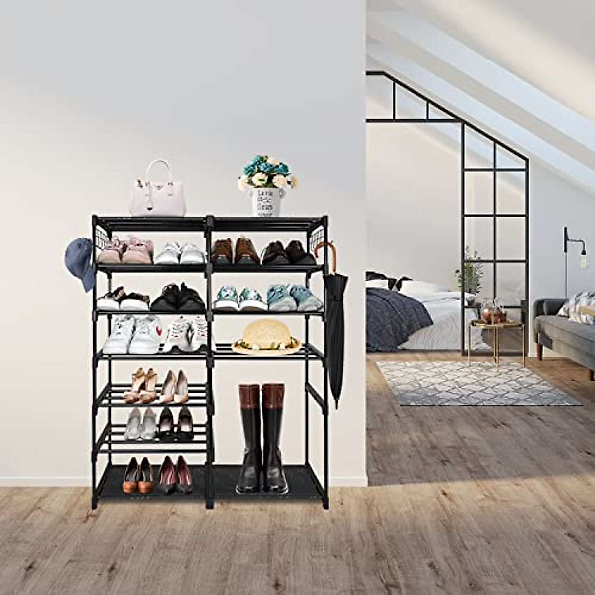 BELIEP 7 Tier Shoe Rack for Garage Shoe Organizer Shoe Shelf Large Shoe Rack for Entryway Boots 24-30 Pairs Tall Shoe Rack Organizer