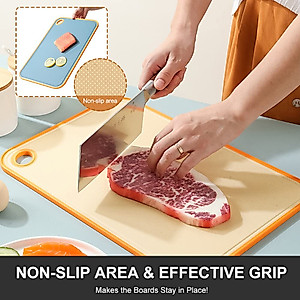 Bonjin Cutting Board for Kitchen(Set of 3), Wheat straw PP material Chopping Boards-BPA Free Mats, Dishwasher Safe, Juice Grooves Non-Slip Design