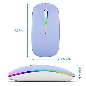 UrbanX 2.4GHz & Bluetooth Mouse, Rechargeable Wireless Mouse for Huawei nova 6 5G Bluetooth Wireless Mouse for Laptop/PC/Mac/Computer/Tablet/Android RGB LED Sky Blue