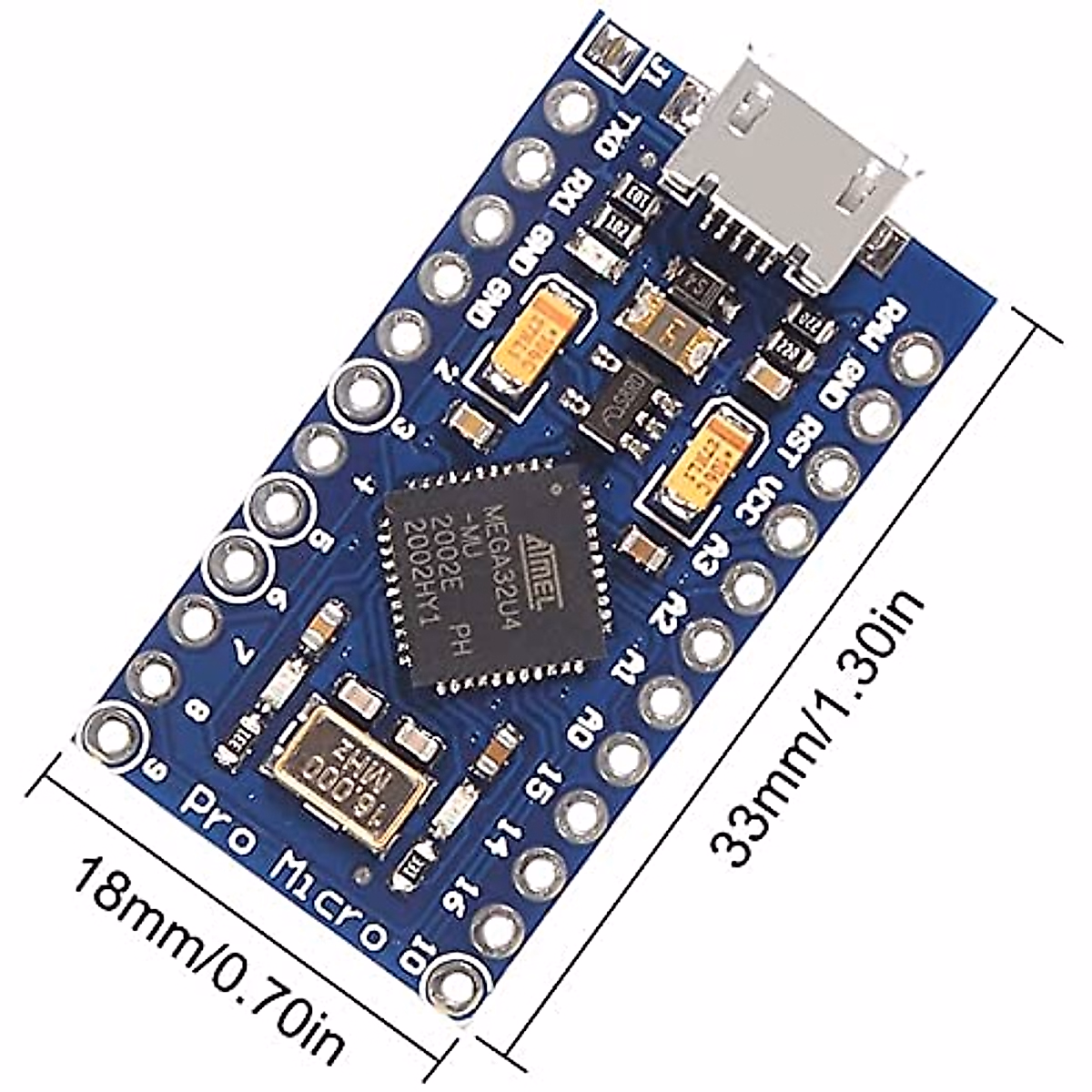 6pcs Pro Micro for Atmega32U4 5V 16MHz Bootloadered IDE Micro USB Pro Micro Development Board Microcontroller Compatible for Pro Micro Serial Connection with arduino Pin Header (Micro USB)