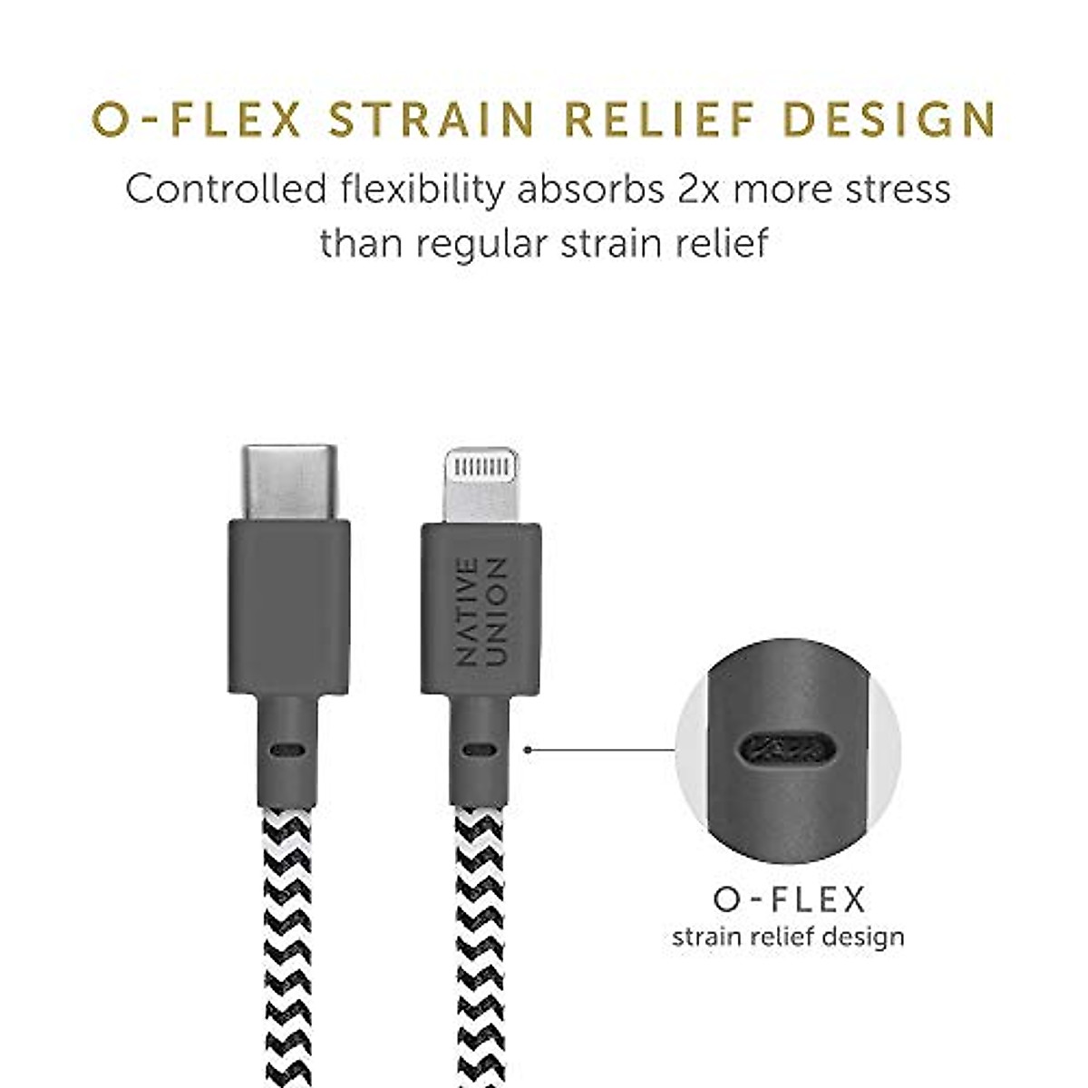 Native Union Belt Cable USB-C to Lightning - 10ft Ultra-Strong Reinforced Cable [MFi Certified] for iPhone 14, iPhone 14 Plus, iPhone 14 Pro, iPhone 14 Pro Max, iPhone 13 and Earlier (Zebra)