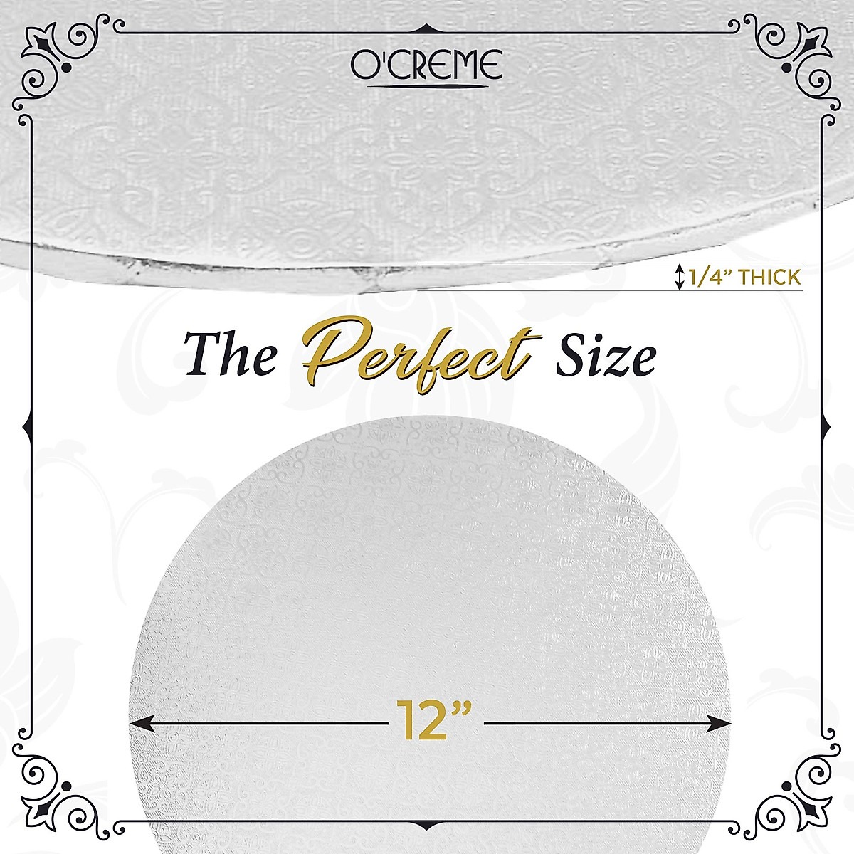 O'CREME White Wraparound Cake Pastry Round Drum Board 1/4 Inch Thick ...