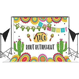 Lofaris Taco Bout Retirement Party Backdrop Mexican Fiesta Retired Background 7x5ft Colorful Paper Cactus Adults Retirement Party Supplies Cake Table Banner